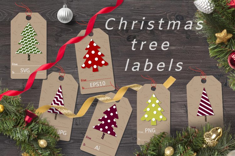 Christmas labels with fir trees (854107) | Elements | Design Bundles