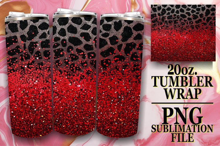 Glitter Leopard Print Tumbler Wrap - Floral (3461462)