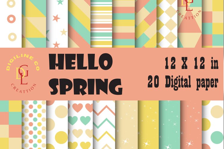 Hello spring break Digital paper spring clipart foral clipar