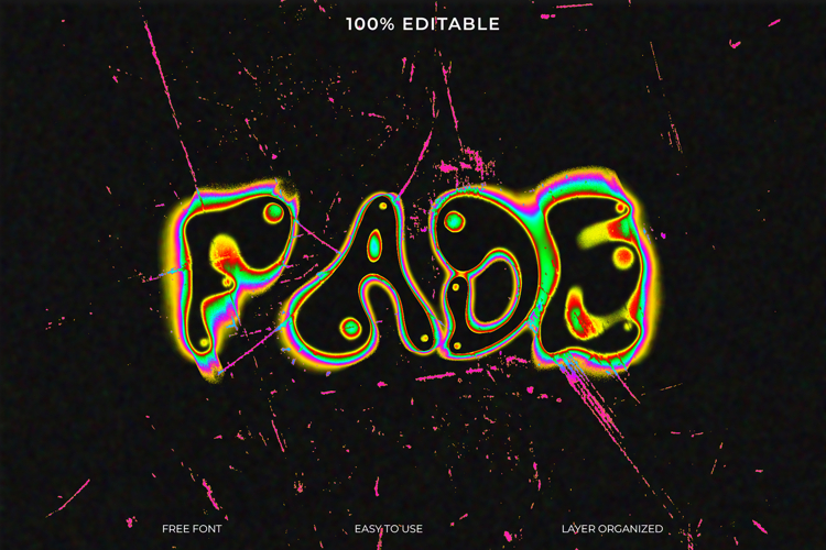 Neon FADE Text Design with Glitch Effect
