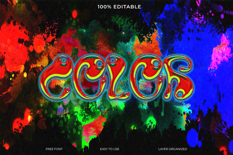 Vibrant COLOR Text Design with Neon and Paint Effect