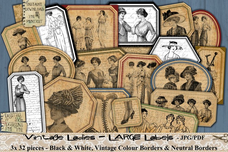 Vintage Ladies | 1920s | Edwardian | Labels | Printable