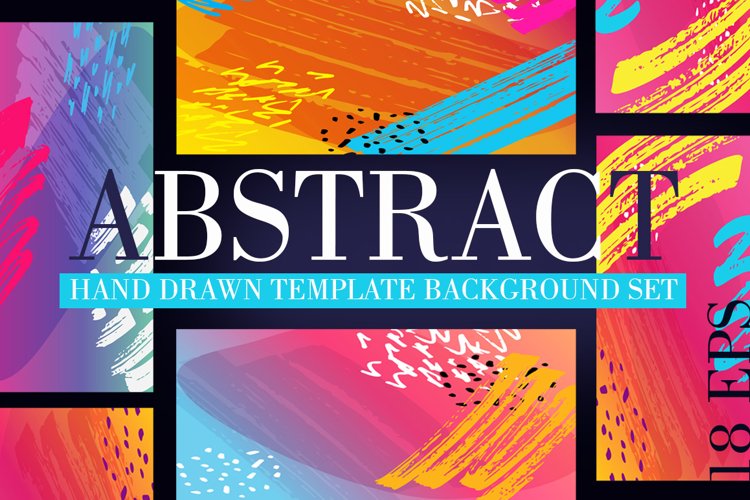 Abstract template hand drawn background set