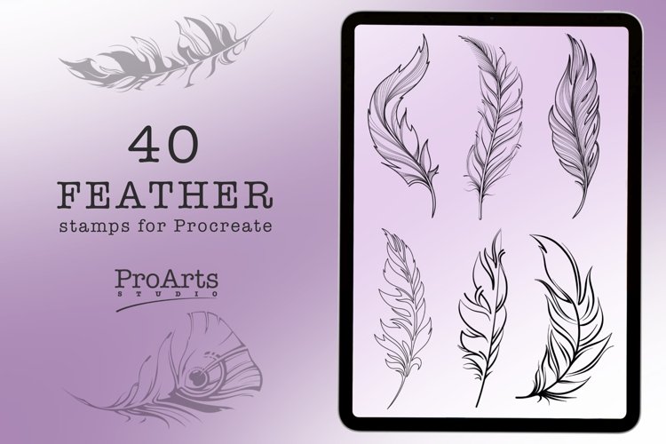 Feathers Stencil Tattoo Procreate Stamps, Feather brushes. (1383435 ...