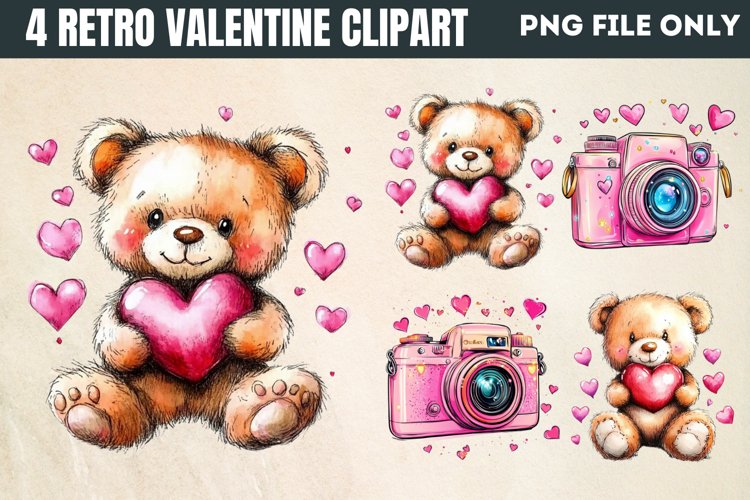 Retro Valentine Clipart PNG (5104631)