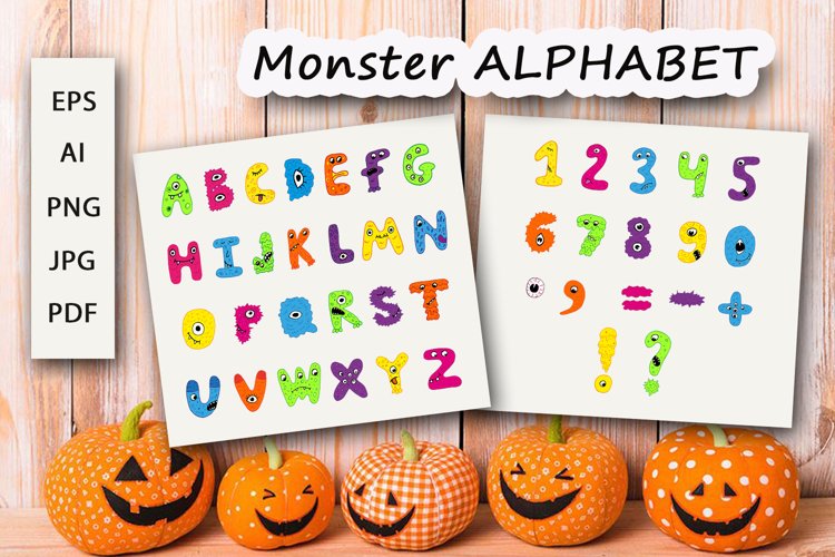 Monster Alphabet clipart set, Halloween (960695) | Elements | Design ...