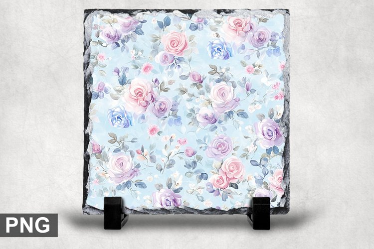 Pastel Flowers Square Sublimation Slate Design