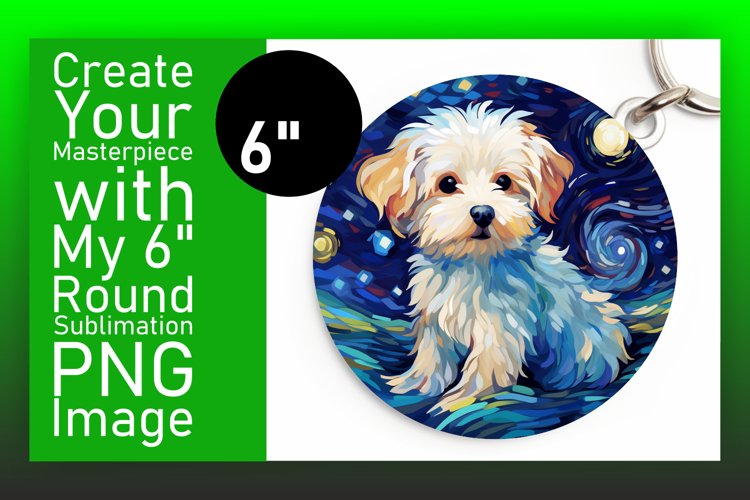 Colorful Dog Art Round Design Abstract
