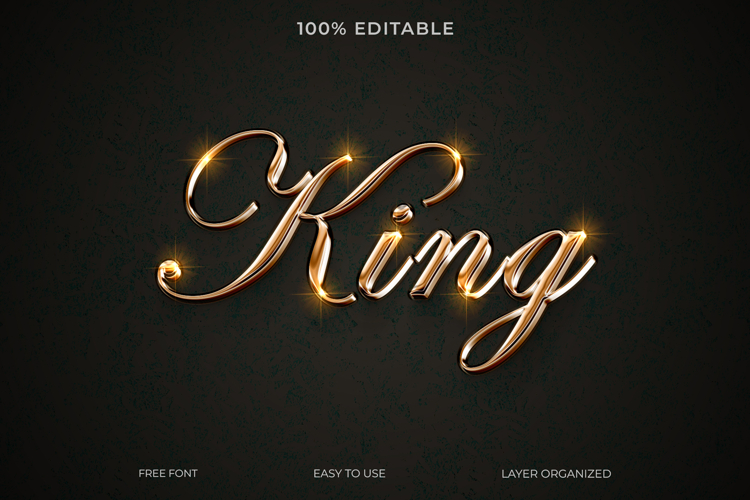 King 3D Text Effect PSD with Editable Style (5401622)