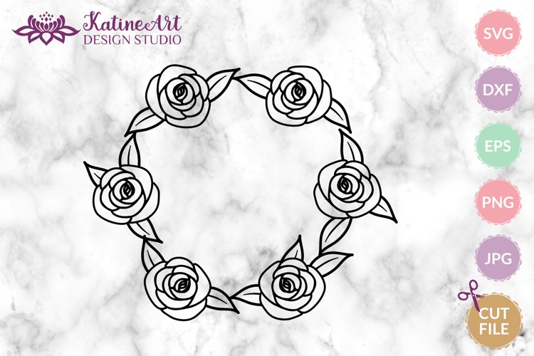 Rose border svg Rose outline svg Floral wreath svg