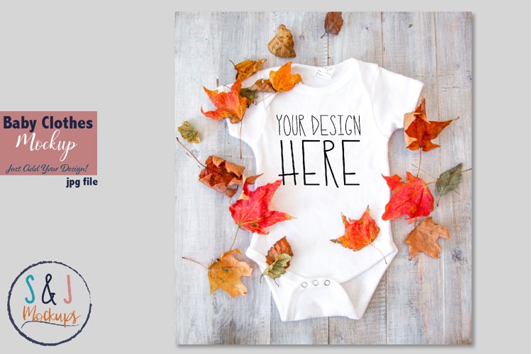 Fall baby clothes mockup, fall mockup photo, mockup photo