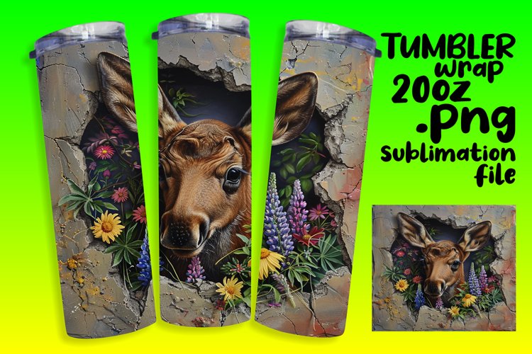 Cute Animals Wrap: 3D Wall Hole and Flowers Design