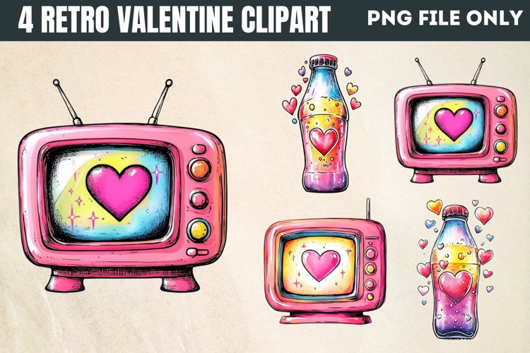 Retro Valentine Clipart PNG (5104635)