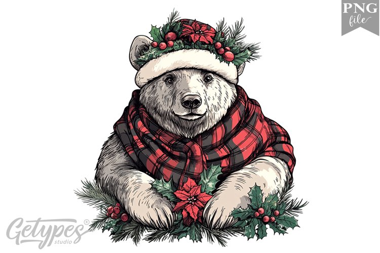 Christmas Bear Clipart - High Quality 300 Dpi