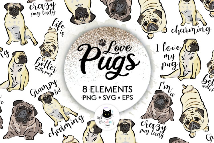 Pug Love Dog SVG Bundle | Dog PNG Sublimation Designs (660813 ...