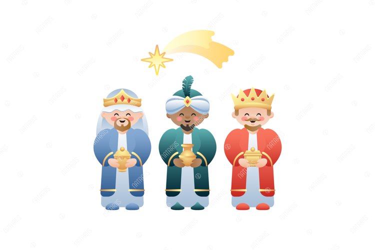 Christmas illustration. The Three Kings or Three Wise Men.