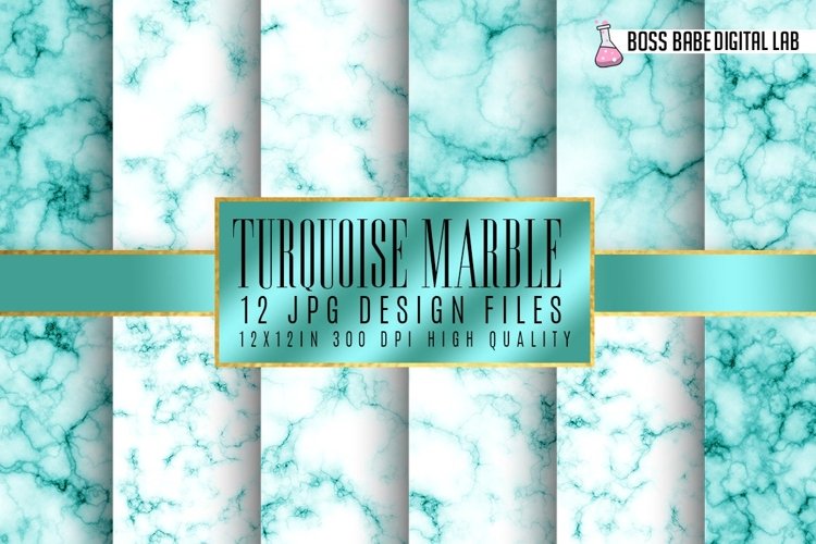 Turquoise Marble Digital Papers