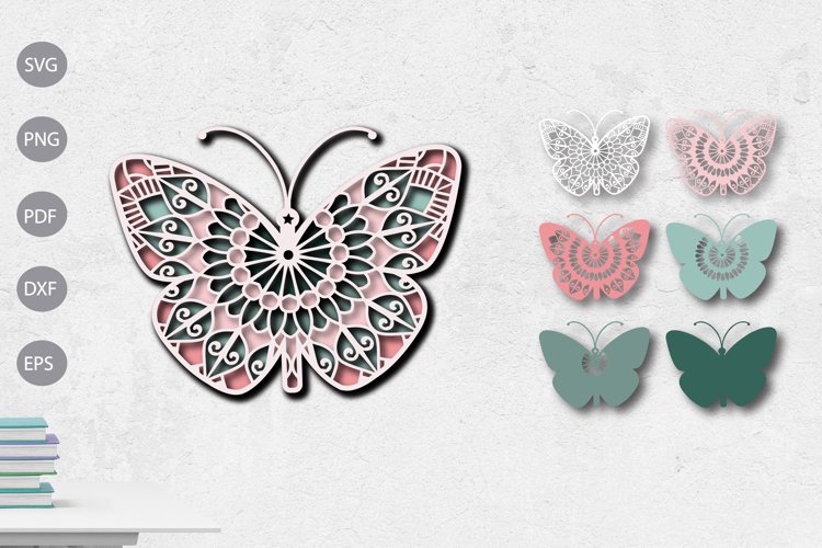 Butterfly 3D Layered Paper Cut Template SVG Design