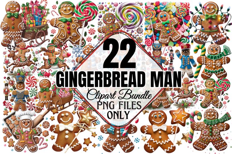 Gingerbread Man Clipart P3 Bundle PNG