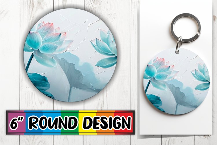 Spring Fling Circle: Whimsical Sublimation Design Keychain