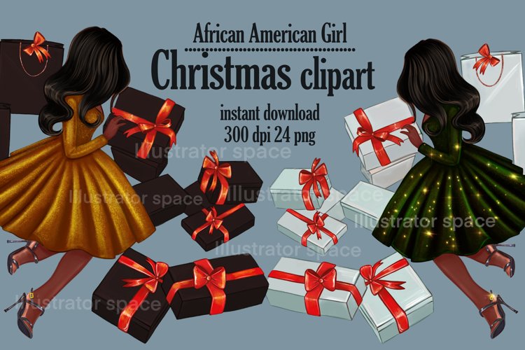 Clipart christmas, African American Christmas girl clipart (1005813 ...