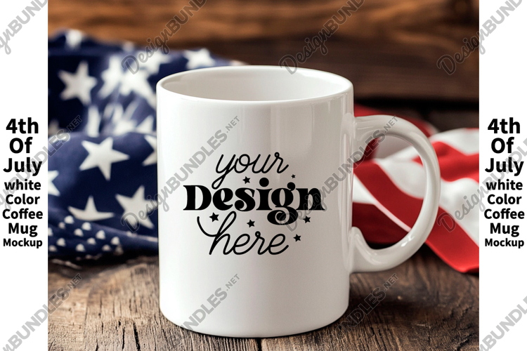 4th of July white 11oz blank coffee mug mockup (5464946)