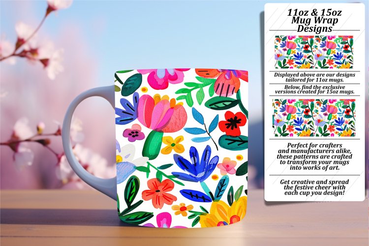 Fresh Flower Mug Patterns: Vibrant Springtime