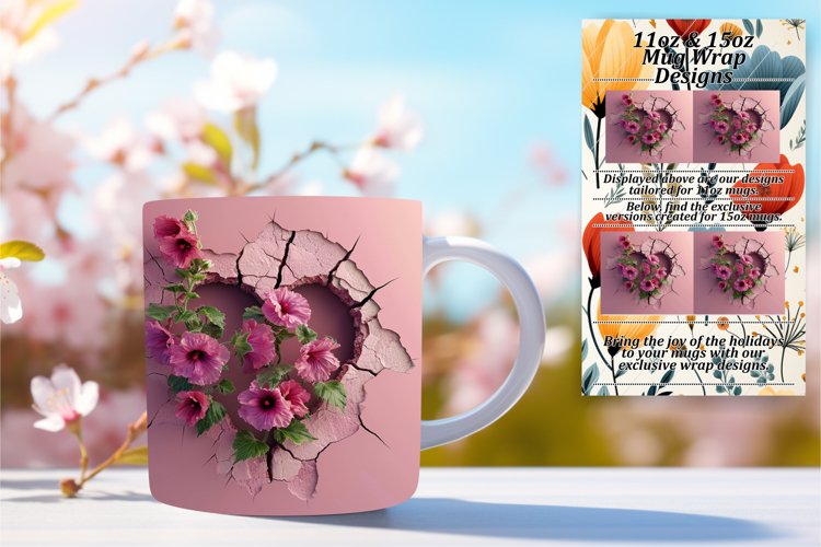 Springtime Splendor: Crack Wall Heart Mug, Various Sizes