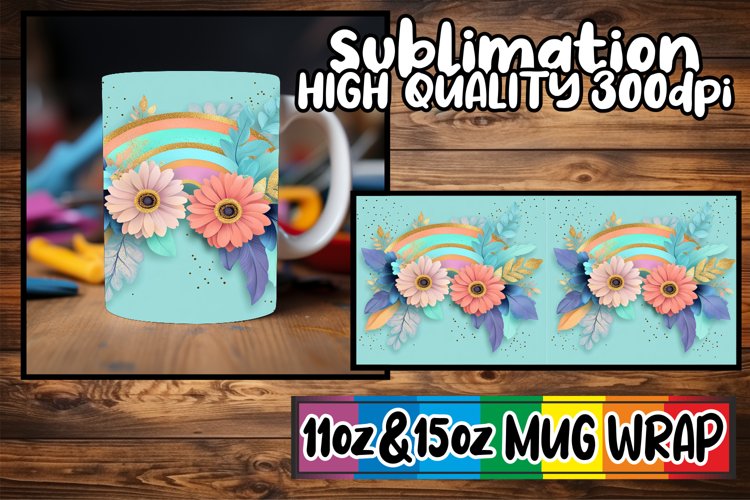 Unique flair 11oz 15oz mug wrap, Flower (4781291)