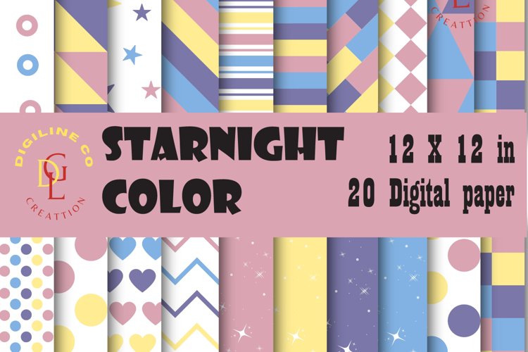 Star Night Digital paper Outer Space Star Solar scrapbook