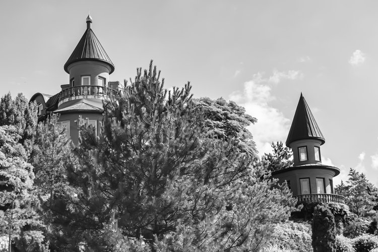 Photography on theme ancient brick castle with large tower