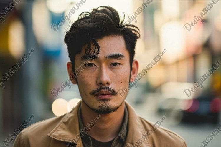 Handsome Asian young man portrait. Generate Ai