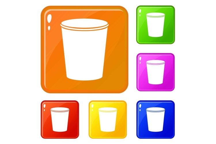 Dustbin icons set vector color