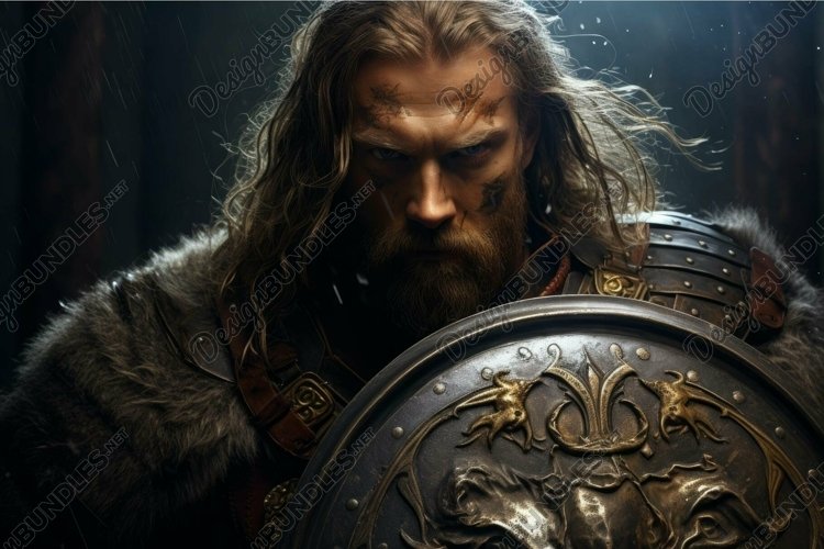 Intense warrior prepared for battle