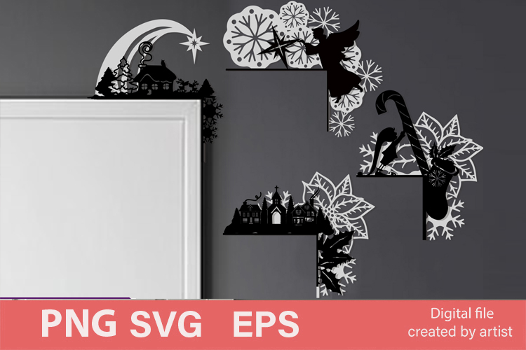 Christmas door corners SVG, door corners, (6455309)