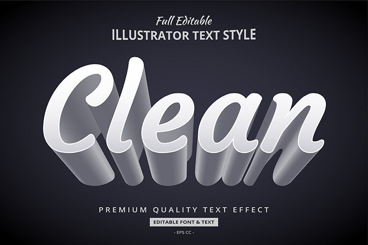 Clean Long Shadow 3D Illustrator Text Style Effect