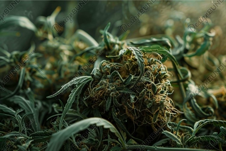 Closeup of mature cannabis bud in natural light