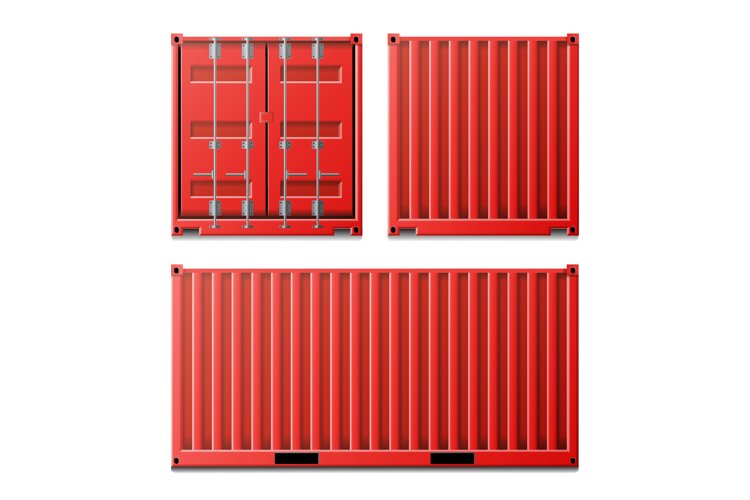 Red Cargo Container Vector. Classic Cargo Container. Freight