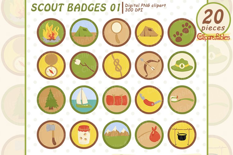 Cute SCOUT BADGES - Circle Patch clipart, Sew and Iron