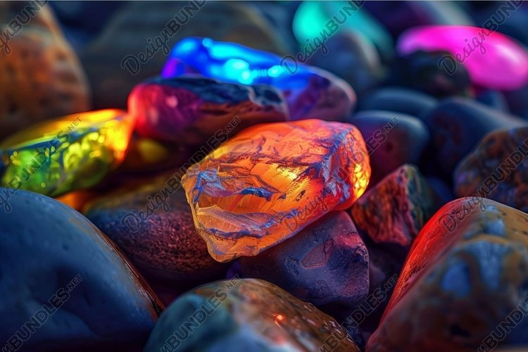 Vibrant colored glass stones closeup