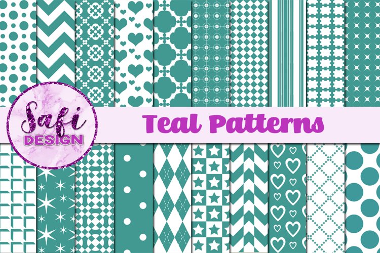 Teal Digital Paper Patterns (446192)