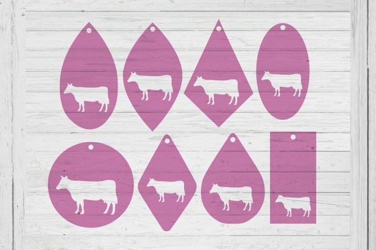 Cow Earrings template svg dxf png ai files