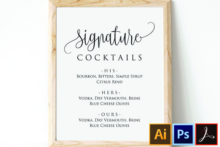 Signature Cocktails Sign Template Printable Drink Sign
