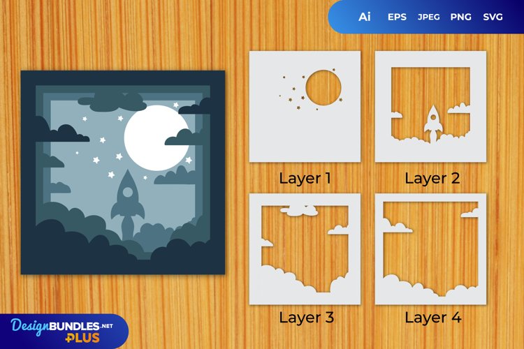 Rocket Layered Papercut 3D