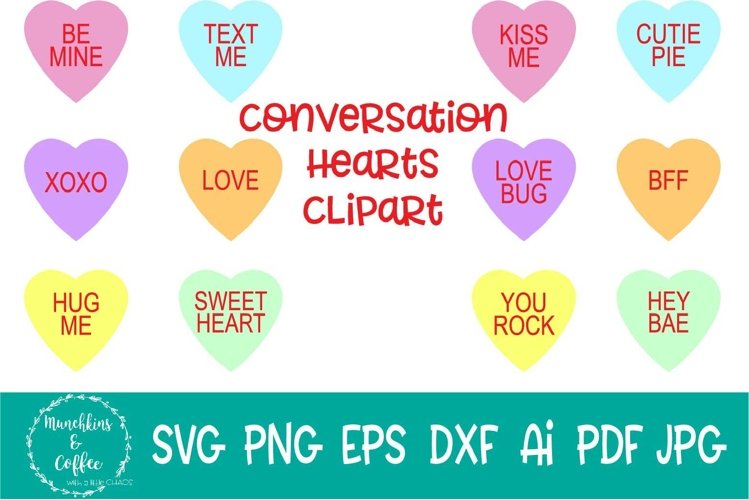 Conversation Hearts Clipart (1196084) | Cut Files | Design Bundles