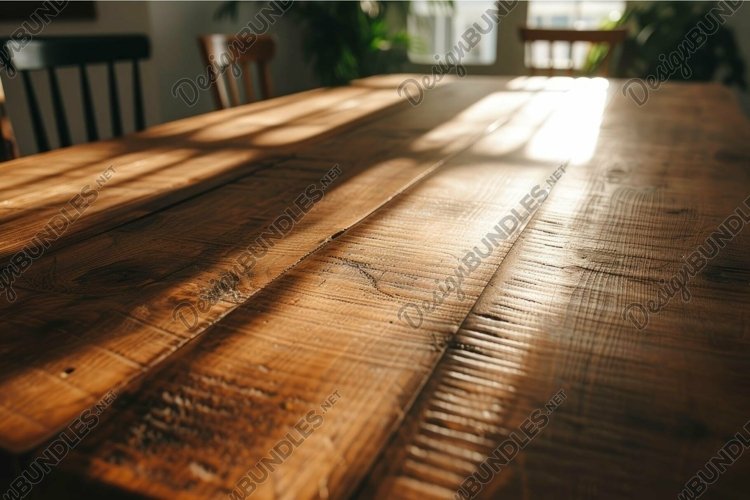 Warm sunlight on rustic wooden table (4457992)