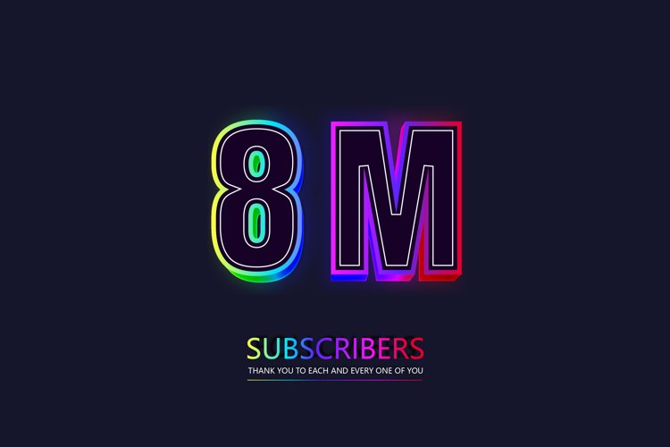 8M subscribers celebration template Neon Sign Text Effect