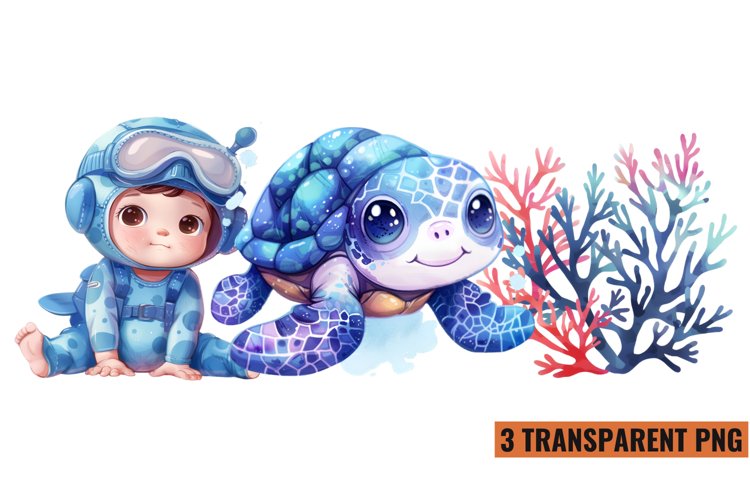 Watercolor Under The Sea Clipart PNG