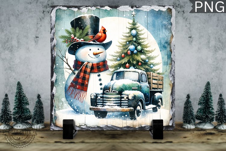 Christmas Snowman, Christmas Square Sublimation Slate Design