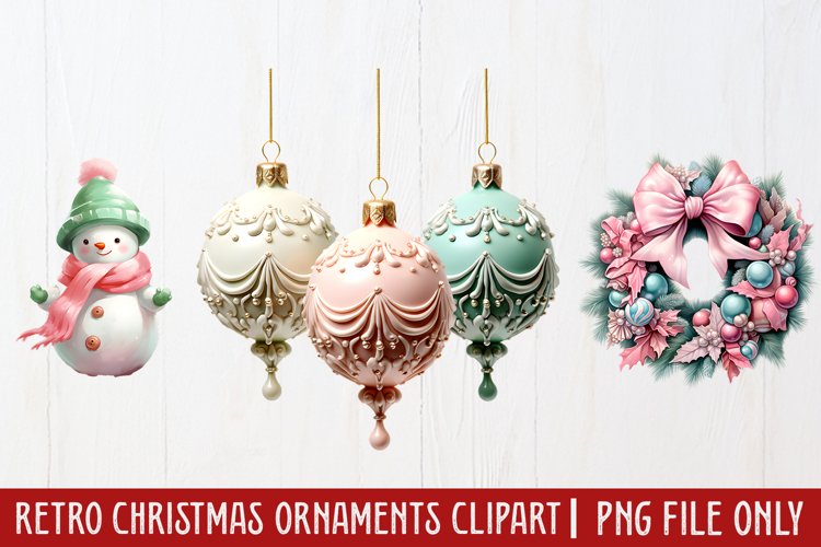 Retro Christmas Ornaments Clipart (4388960)